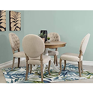 Linon Natural and White 2 Tone Pedestal Dining Harris Table