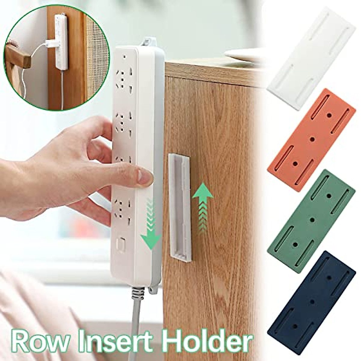 YUMIN 12Pcs Adhesive Punch Free Socket Holder, Self-Adhesive Desktop Socket Fixer, New Self Adhesive Power Strip Mount, Cable Management System Punch Free Socket Holder (12pcs)