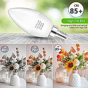 MAXvolador E12 LED Candelabra Light Bulbs 40W Equivalent, Daylight White 5000K 4W Chandelier Light Bulbs, Type B Bulb B11 Candle Bulbs Base Bulb 400 Lumens, Non-Dimmable, Pack of 6