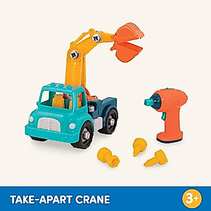 Battat – Classic Construction Toy – Pretend Play Tools – Toddler Trucks – Dexterity Building Toy – 3 Years + – Take-Apart Crane