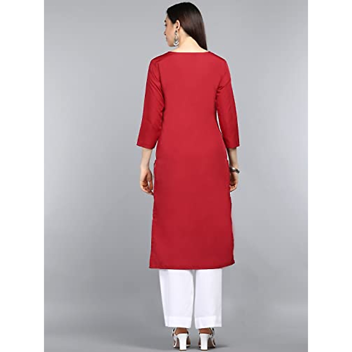 Vaamsi Crepe Printed Kurti(VPK1777_Maroon_L)