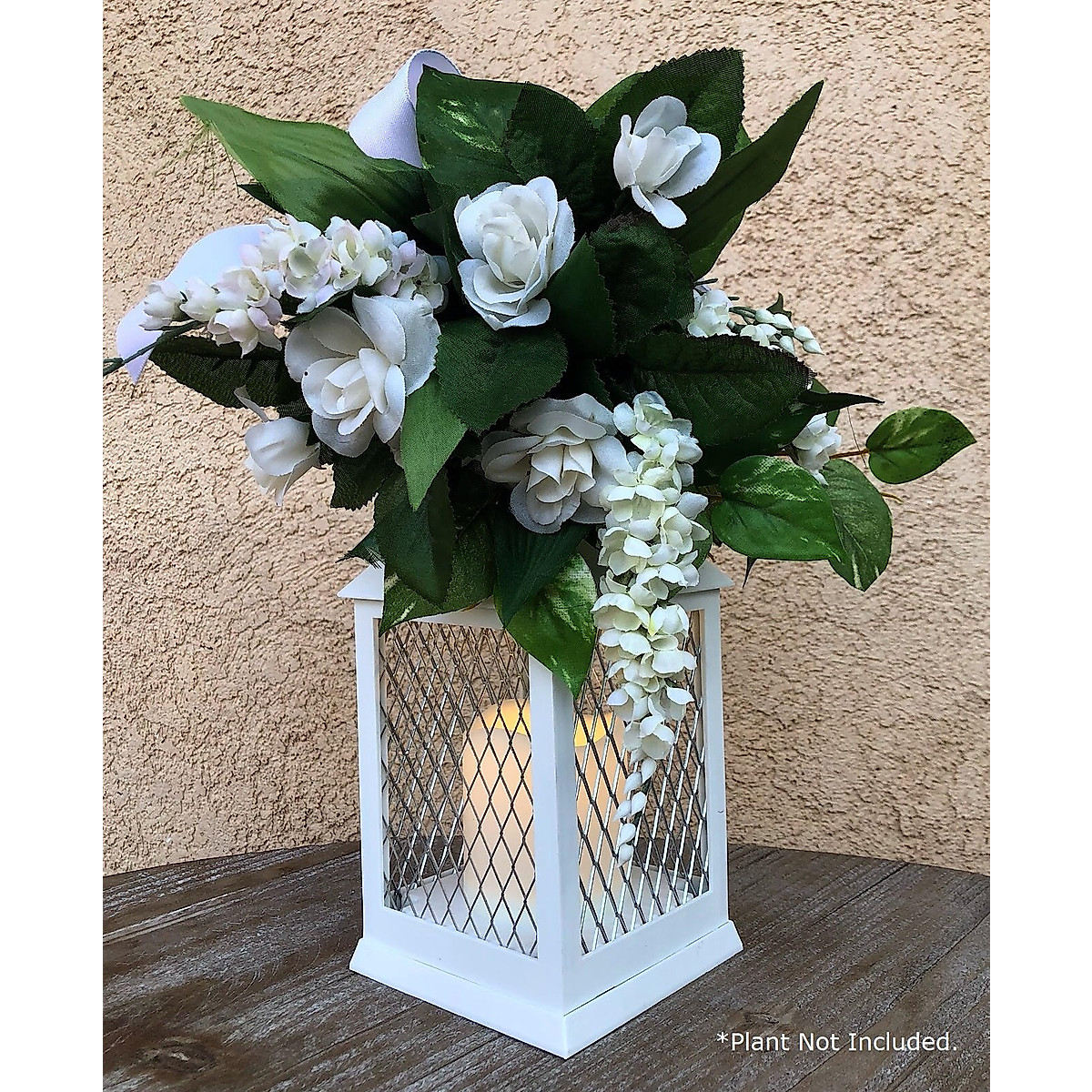 Farm House Lanterns {12 Pc Set} 10" Decorative Lanterns with Flameless LED Lighted Candle, 5HR Timer, Weather Resistant - Indoor Outdoor Home Garden Weddings (12 Pack - White)