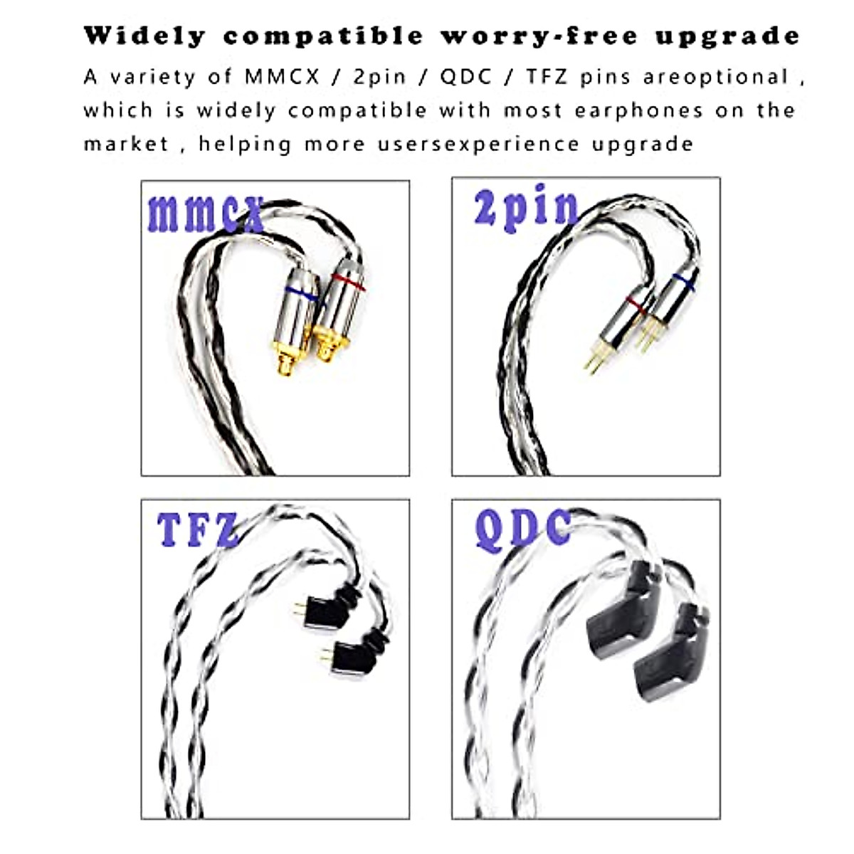 FEDAI Audio Earphone Cable 24 Core Silver Plated Replacement Cable, MMCX Detachable Earphone Cable Replacement Earphone Wire for Shure 846 535 215 315 425 MAGAOSI K5 LZA4 A5 (3.5mm, MMCX)