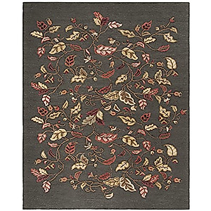 MARTHA STEWART x SAFAVIEH 9' x 12' Francesca Black MSR3611B Handmade Autumn Woods Wool & Viscose Area Rug