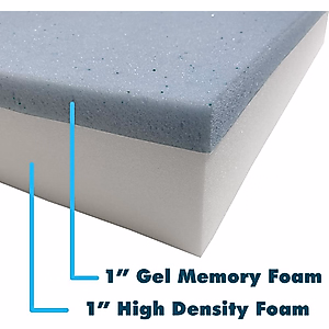 Foamma 2" x 36" x 72" Gel Memory Foam RV Bunk Mattress Replacement, Medium Firm, Pressure Relieving, Cooling Premium Comfort, USA Made, No Cover
