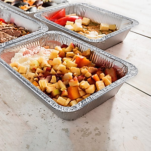 Komely Aluminum Foil Pans with Lids [25-Pack], Half-Size 9x13 Baking Pan,Heavy Duty Tin Foil Pans,Disposable Cookware, Food Containers for Cooking, Chafing, Catering,heating or Steam table