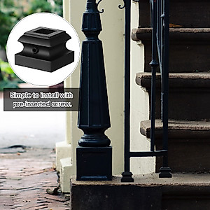 Iron Baluster Shoes Stair Flat Shoe with Screw for 1/2 Inch Square Scroll Basket Twist Knuckle Staircase Balusters Metal Spindle Railing, Satin Black (96 Pcs)