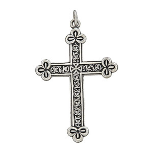 Sterling Silver Rhodium Oxidized Antique Vintage Cross Pendant