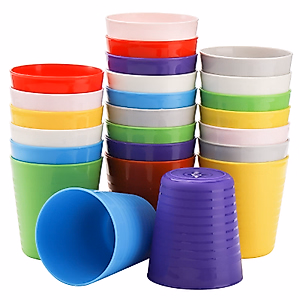 Frcctre 24 Pack Plastic Kids Cups, 8 Oz Reusable Plastic Toddler Cups, Unbreakable Plastic Children Drinking Cups Juice Tumblers, BPA-Free Cups, Dishwasher Safe, 8 Rainbow Colors