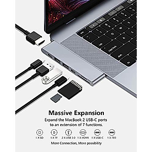 Purgo USB C Hub for MacBook Pro 13 M2 Air 2022/2021-2018, MacBook Adapter with 4K HDMI, 100W PD, 40Gbps TB3 5K@60Hz, USB-C, 2 USB 3.0 and SD/Micro Card Readers