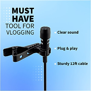 YouMic - Small Lavalier Microphone with Clip - Lav Lapel Mic for Camera Phone iPhone iOS Android PC Laptop Video Recording - Noise Cancelling 3.5mm Jack