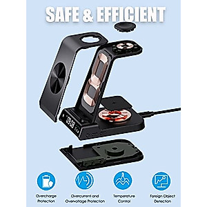 Lopnord Wireless Charger for Samsung Galaxy S23 Ultra, 3 in 1 Samsung Charging Station for Multiple Devices with Clock for S22 Ultra S21 Z Fold 4, Charging Dock for Galaxy Watch 5, Galaxy Buds 2 Pro