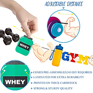 Gym Birthday Party Banner Weight Lifting Birthday Party Decorations 2Pcs Glitter Fitness Birthday Party Banners Gym Happy Birthday Banner for Gym Theme Baby Shower Supplies