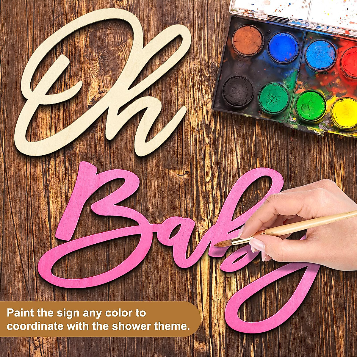 Oh Baby Wooden Sign for Backdrop, Unfinished Baby Shower Sign Banner for 1st Birthday Back Drop, Boy/Girl Gender Reveal, Baby Party Announcements Event Decor