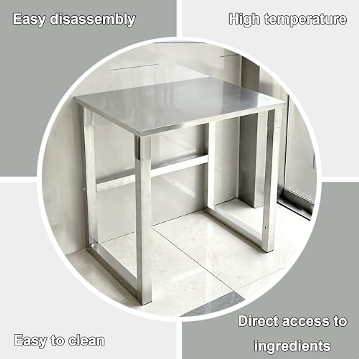 Stainless Steel Workbench Warehouse Packing Table Household Shelving Fish Tank Rack Commercial Kitchen Preparation Table Thickened Stainless Steel Metal Table Sturdy and Stable