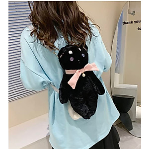 Cute Plush Kawaii Cat Backpack (Black)