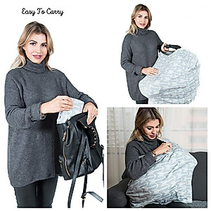 Infant Car Seat Cover, Stretchy Nursing Scarf, Car Seat Canopy, Shopping Cart Cover, High Chair Cover protects Babies and Breastfeeding Mothers. Multiuse Cover for Babies (Arrows)