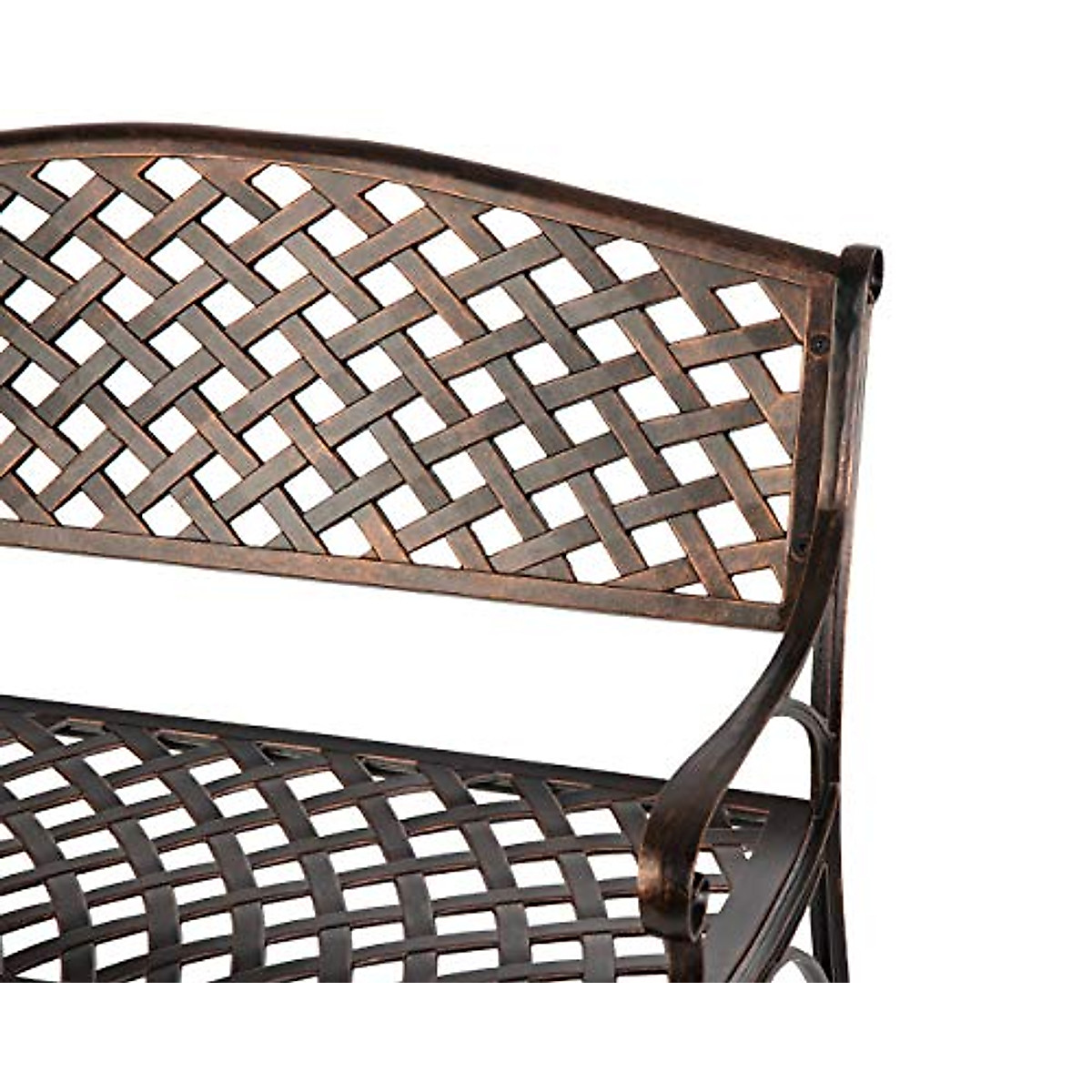 Patio Sense 61491 Patio Bench Cast Aluminum Lightweight Sturdy Bench Perfect for Relaxing Pause in Garden, Backyard Patio Basketweave Design - Antique Bronze Finish