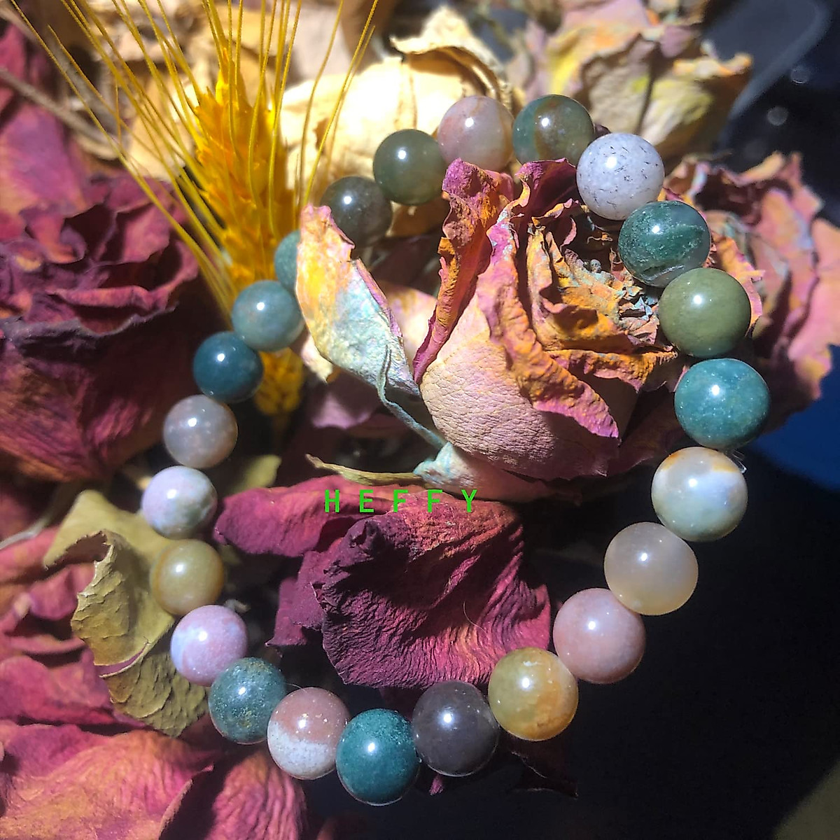 Natural Gorgeous Gem Semi-Precious Gemstone Beaded Reiki Healing Crystals Handmade 8mm Round Beads Stretch Bracelet Unisex