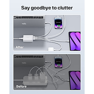 SOOPII 25W USB Charger, Charging Station with 4 USB Ports with 5ft Power Cord for Multiple Device, Wall Charger for iPhone 14, Galaxy, IPad,Tablets and Smartphones.…