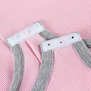 Roselux Women's Sexy Deep V Neck Shorts Long Sleeve Knitted One Piece Bodysuit Bodycon Rompers Overall (598#Pink-2,M)