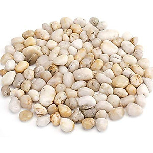 Nicunom 6 lb White Pebbles Natural Decorative Stone Small Polished Gravel River Rocks for Aquariums, Vase Fillers, Landscaping, Succulent…