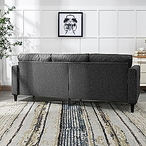 CECER Convertible Sectional Sofa Couch Set 3 Seat L Shaped Sofa Couch with Flexible Storage Ottoman Chaise Modern Modular Sleeper Couches for Living Room Apartment Office - Dark Grey
