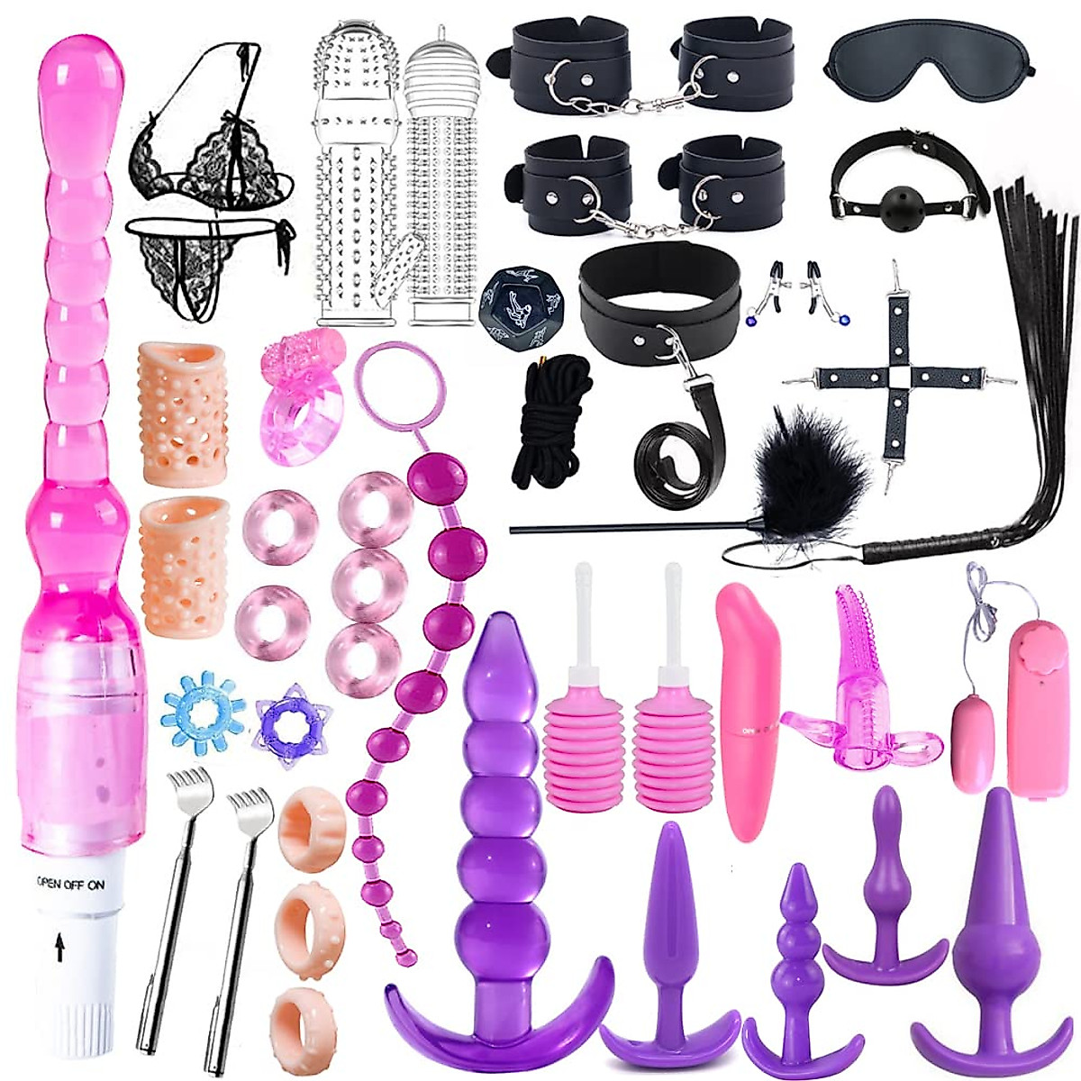 41Pcs SM Bondage Restraint Vibrator Silicone Anal Plug Sex Toys for Butt Plug