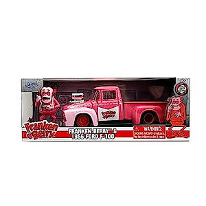 Franken Berry 1:24 1956 Ford F-100 Die-Cast Car & 2.75" Franken Berry Figure, Toys for Kids and Adults,Pink