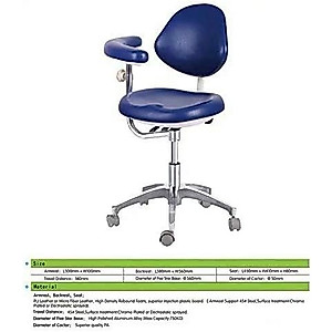 BoNew Dental Stool Assistant Stool Dental Assistant Chair with Armrest PU Leather Height Adjustable