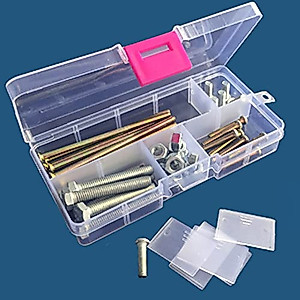 Plastic Organizer Box 10 Grids Craft Storage with Adjustable Dividers, Bead Organizer Fishing Tackles Box Crafts Thread Organizer, Clear Plastic Organizer Box Storage Container Jewelry Box E