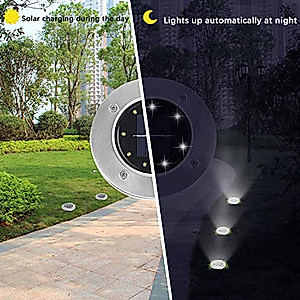 Solar Ground Lights, Solar Disk Lights 8LED Outdoor Landscape Lights for Garden Patio Pathway Lawn Yard Driveway Walkway(8Packs)