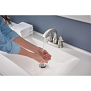 Moen Hamden Spot Resist Brushed Nickel Two-Handle 4-inch Centerset Bathroom Faucet, 84300SRN
