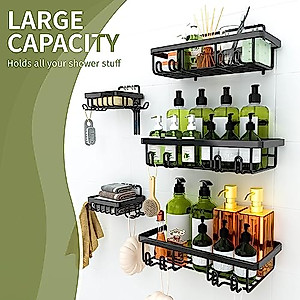 oyenbboi Shower Caddy, Shower Organizer [5-Pack], Adhesive Shower Shelves, No Drilling, Large Capacity Shower Rack, Rustproof Bathroom Shower Organizer, Shower Shelf for Inside Shower