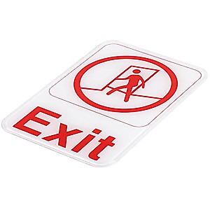 Exit Sign - White and Red, 9 x 6-inches Fire Exit / Fire Safety Signs by Tezzorio