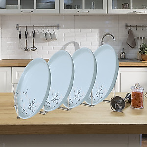 2 Pcs Pot Lid Holder, Pots and Pans Organizer for Cabinet, Adjustable Pot Lid Organizer, Stainless Steel Pot Lid Plate Organizer Rack Holder for Kitchen Pantry Organization, with 6 x Adhesive Hooks