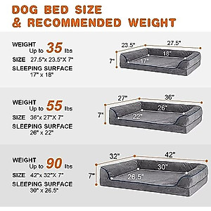 Sicilaien Dog Beds for Extra Large Dogs, Orthopedic Sofa Dog Bed with Removable Washable Cover&Nonskid Bottom, 7" Thick Head and Neck Support Dog Ded for Comfortable Sleep