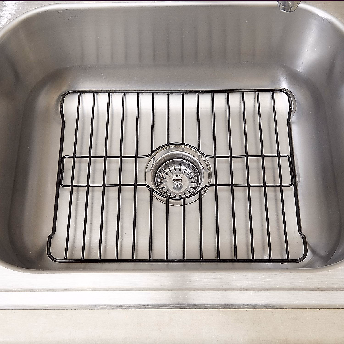 Dependable Industries Vinyl Coated Sink Protector Grid Black Insert Rack 10" x 12" x 1"H Size Small