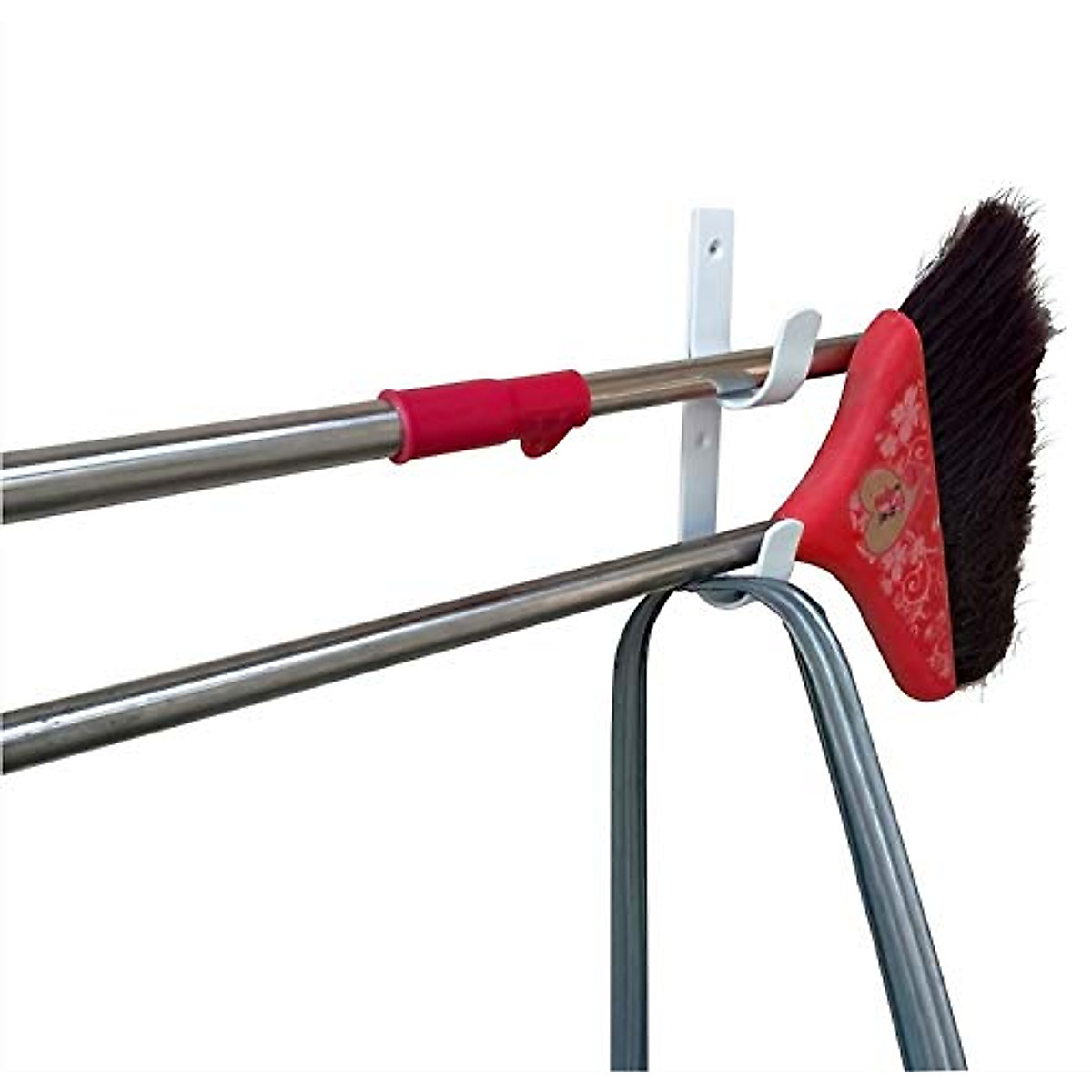 2 PCS Set Wide Pool Pole Hangers Heavy Duty Aluminium Holder Hooks with Screws Perfect Hook Holders for Swimming Pool,Telescopic Poles,Skimmers,Nets Brushes,Vacuum Hose,Garden Equipment Etc (white)