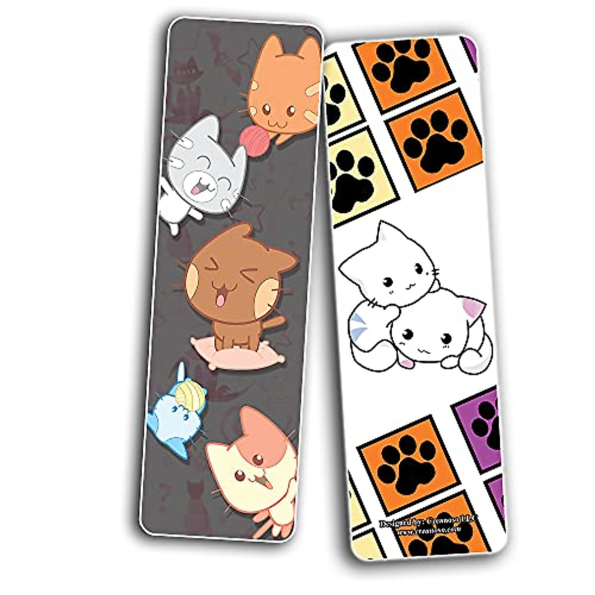 Creanoso Cat Designs Bookmarks (2-Sets X 6 Cards) - Stocking Stuffers Cute Gift Ideas for Children, Teens and Adults