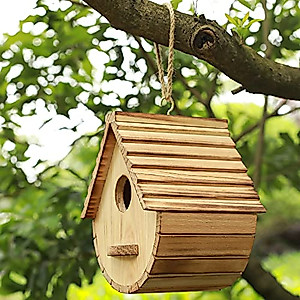 STARSWR Bird House for Outside,Outdoor Bird Houses, Natural Wooden Bird Hut Clearance Bluebird Finch Cardinals Hanger Birdhouse for Garden Viewing