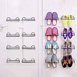N/A Paste Wrought Iron Shoe Rack Bathroom Slippers Shelf Home Living Room Creative Shoe Hook Suction Wall-Mounted Shoe Rack