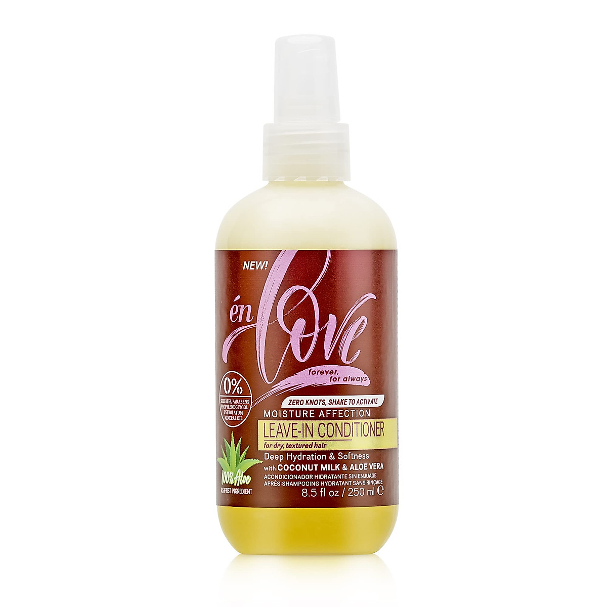 én Love Moisture Affection Leave-In Conditioner | Natural Coconut Milk & Aloe Vera for Deep Hydration | Detangles, Strengthen & Adds Shine to Hair | Clean Beauty | Curl Refresher| 8.5oz