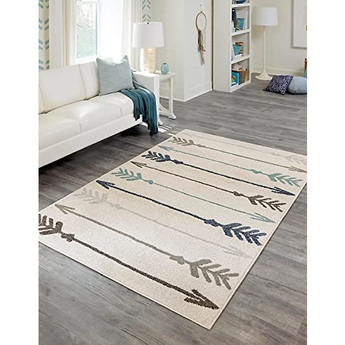 Unique Loom Autumn Collection Area Rug - Arrow (2' x 3' 1" Rectangle, Ivory/ Gray)