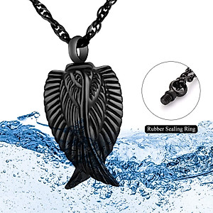 XIUDA Angel Wing Cremation Necklace for Ashes Memorial Urn Pendant Jewelry for Ashes-I'm here WATCHING over you