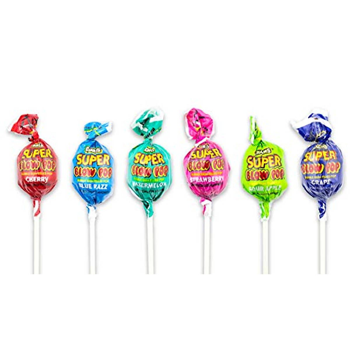 Tootsie Roll Charms Super Blow Pop Lollipops - Dual Candy and Gum Suckers - Bulk Treat for Kids and Adults - Assorted Flavors, 48 Count
