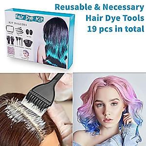 Xarchy Professional Salon Hair Dye Kit 19 Pieces Hair Coloring Kit, Hair Dye Brush Hair Tinting Bowl, Necessary Hair Coloring Tools for Salon Hairdressing & DIY at Home