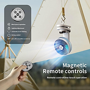 Joyful 8 Inch Clip on Fan, 20000mAh Battery Operated Desk Fan With 9 Speeds, Auto Oscillation Rechargeable Camping Fan With Atmosphere Light and Remote, USB-C Powered Fan for Office Desktop Stroller