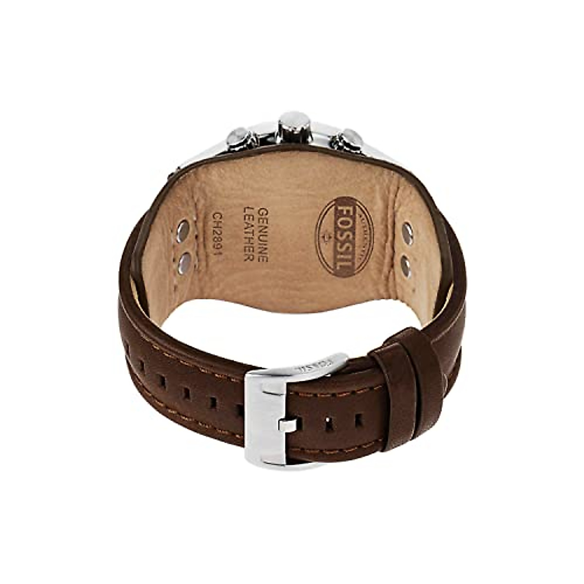 Fossil Men's Coachman Quartz Stainless Steel and Leather Chronograph Watch, Color: Silver, Brown (Model: CH2891)