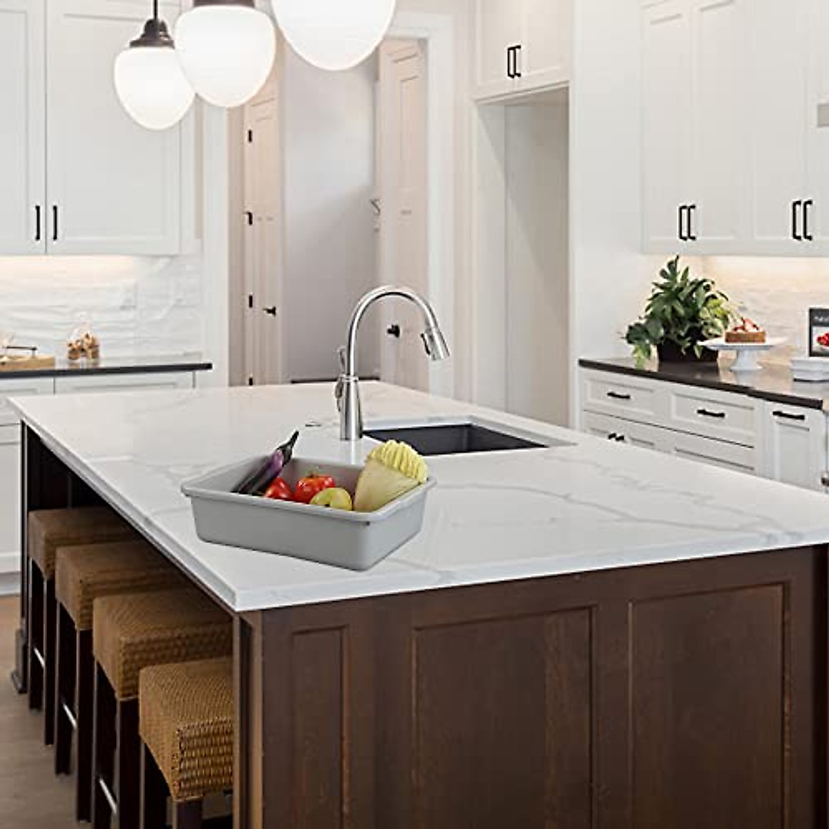 Wekioger Small Commercial Bus Tubs, Grey Bus Box/Wash Basin, 14.85" x 10.8" x 4.1"(4 Packs)